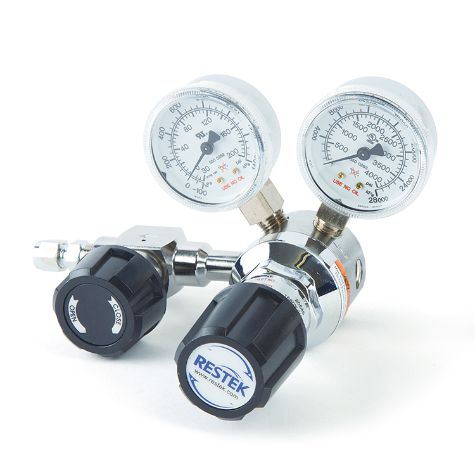 Restek Regulator, Brass, Dual Stage, Ultra High Purity Inert Gas, DIN ...
