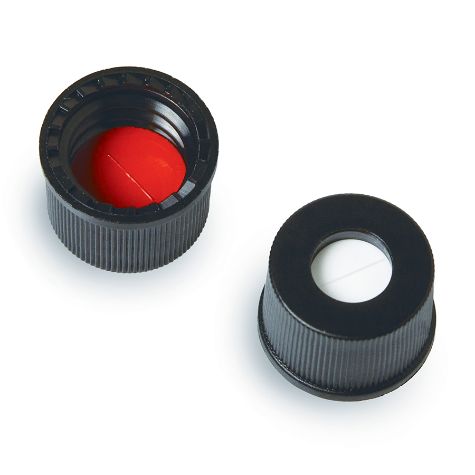 Restek Vial Cap & Septa, 8-425 Black Cap, Red PTFE/Silicone Septa, 0. ...